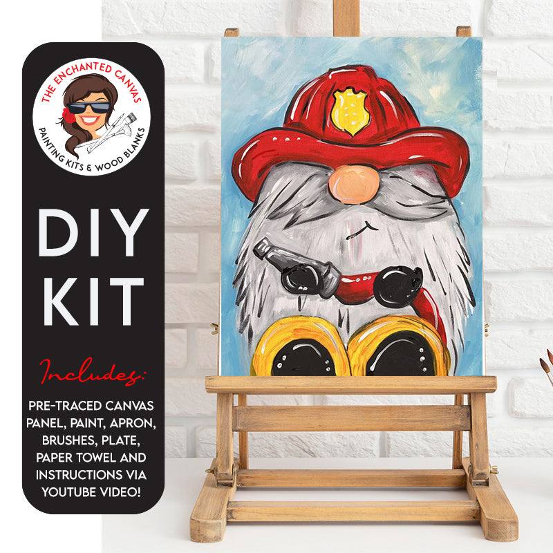 Firefighter Gnome DIY Painting Kit – The Enchanted Canvas
